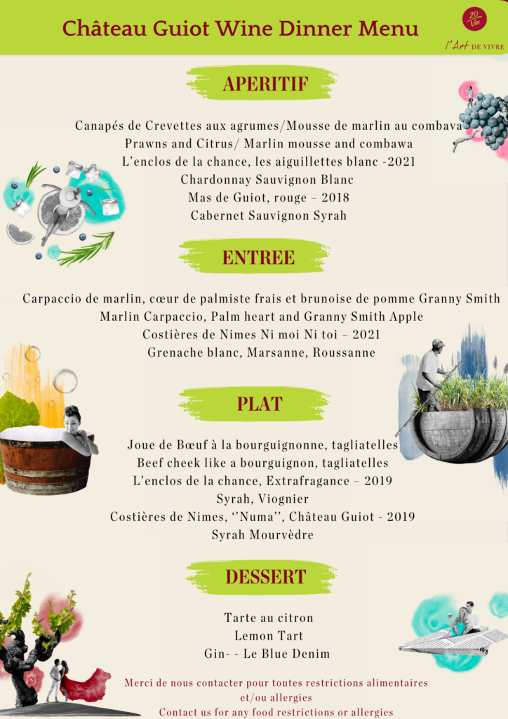 Château Guiot Wine Dinner Menu - 20/Vin Mauritius